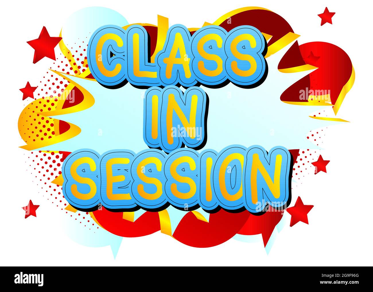 Class in Session text. Lessons online for school pupils or university ...