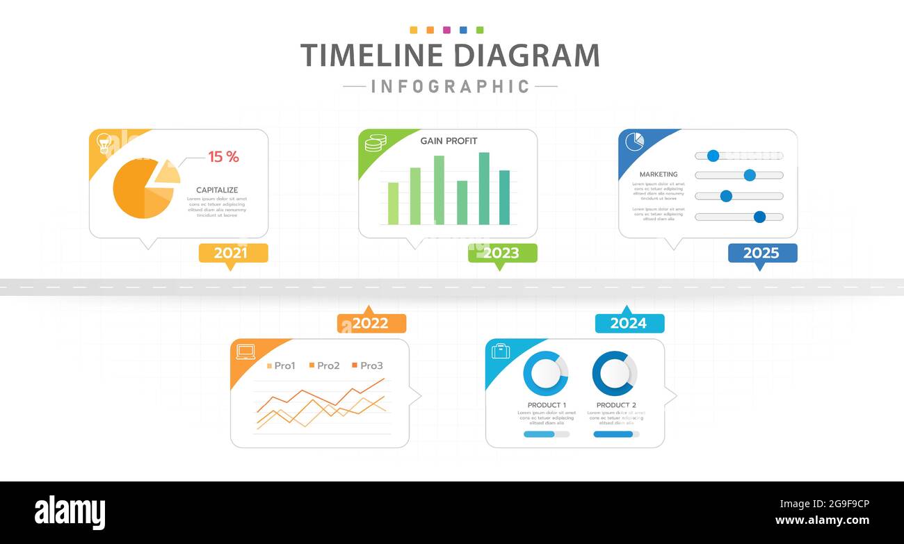 Infographic template for business. 5 Modern Timeline diagram with ...