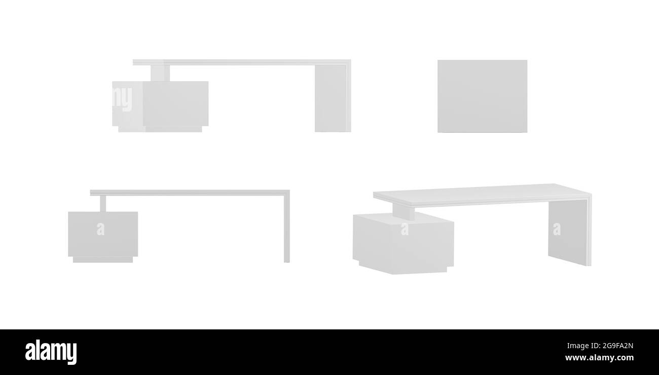 Office table mockup isolated on white background - 3d render Stock ...