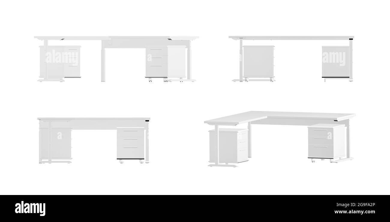 Office table mockup isolated on white background - 3d render Stock ...