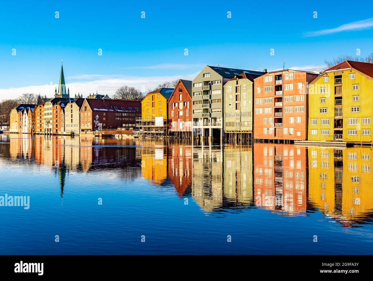 Beautiful view of the colorful houses near the Nidelva river in ...