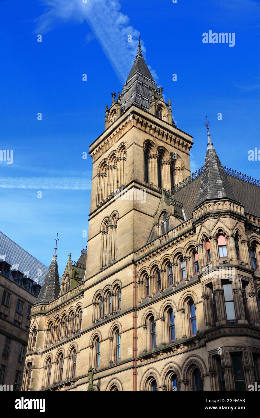Manchester UK City Hall. Landmark in North West England (UK Stock Photo ...