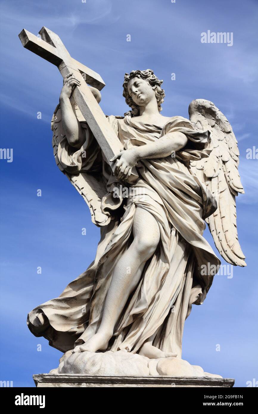 Angel statue in Rome, Italy. Angel sculptures of Ponte Sant'Angelo ...