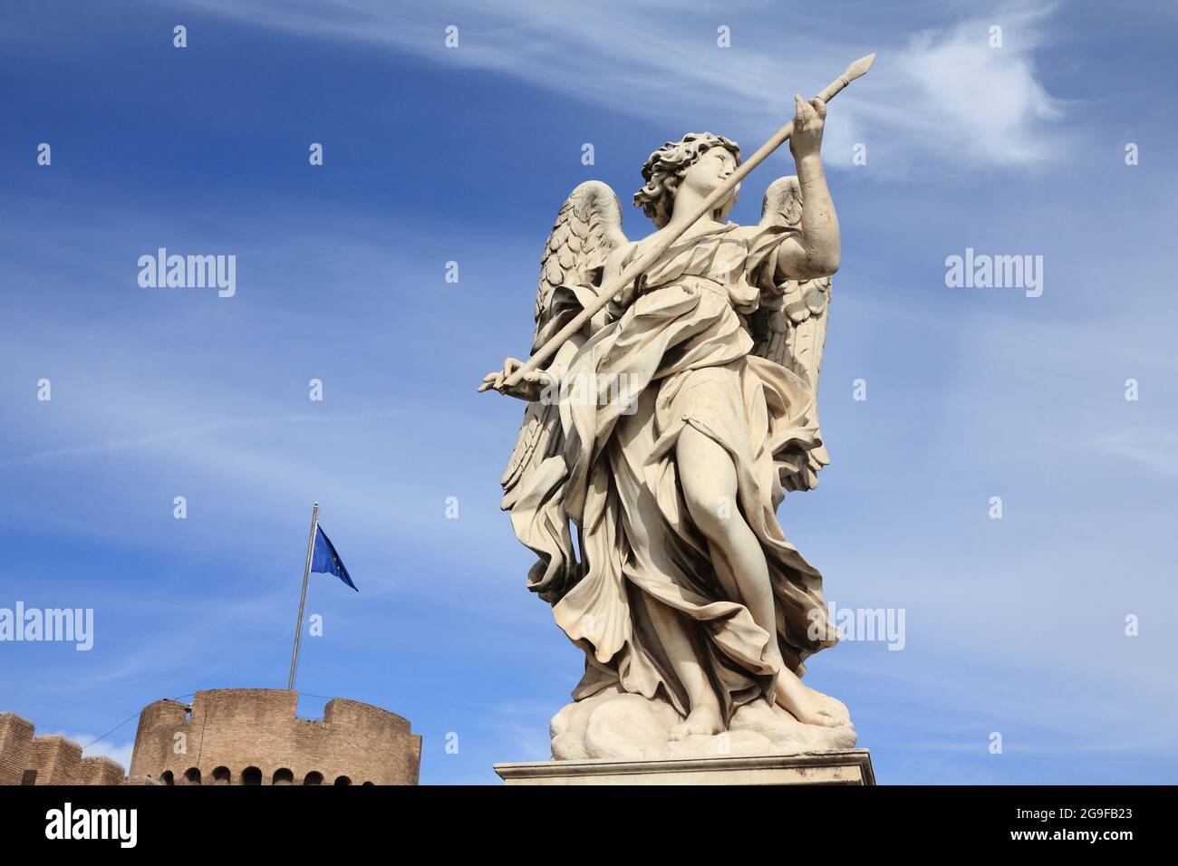 Angel statue in Rome, Italy. Angel sculptures of Ponte Sant'Angelo ...