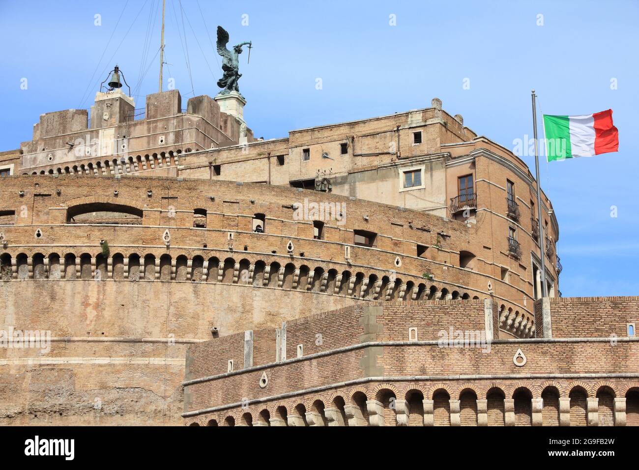 Rome landmark, Italy. Architecture of Saint Angel's Castle with Italian ...