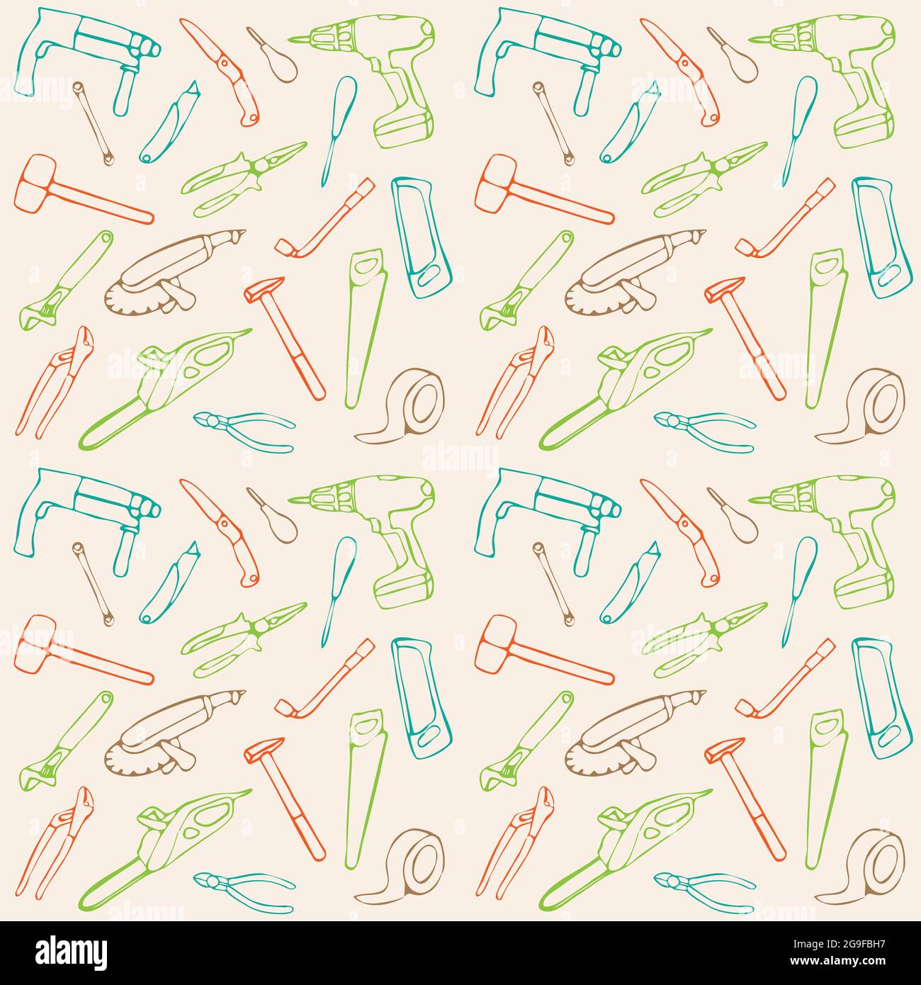 vector seamless pattern, construction tools background Stock Vector ...