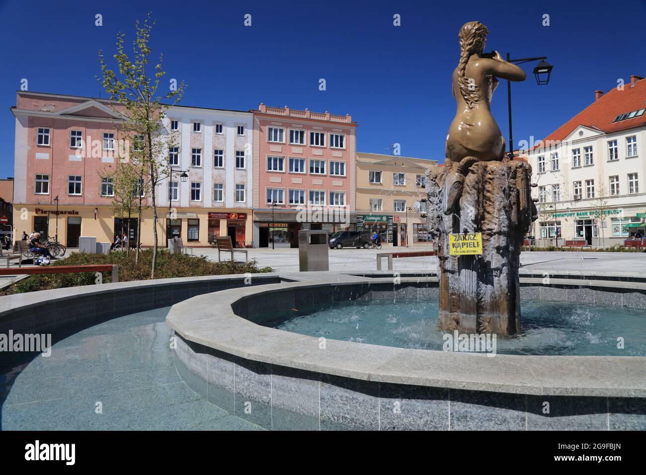 KEDZIERZYN-KOZLE, POLAND - MAY 11, 2021: People visit main town square ...