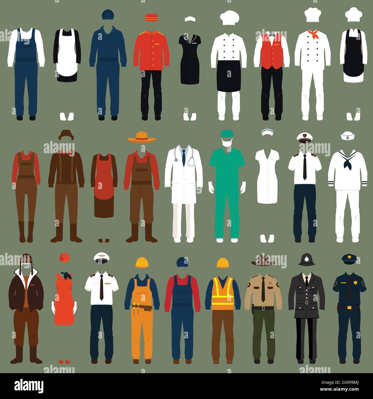 vector icon workers, profession people uniform, cartoon vector ...