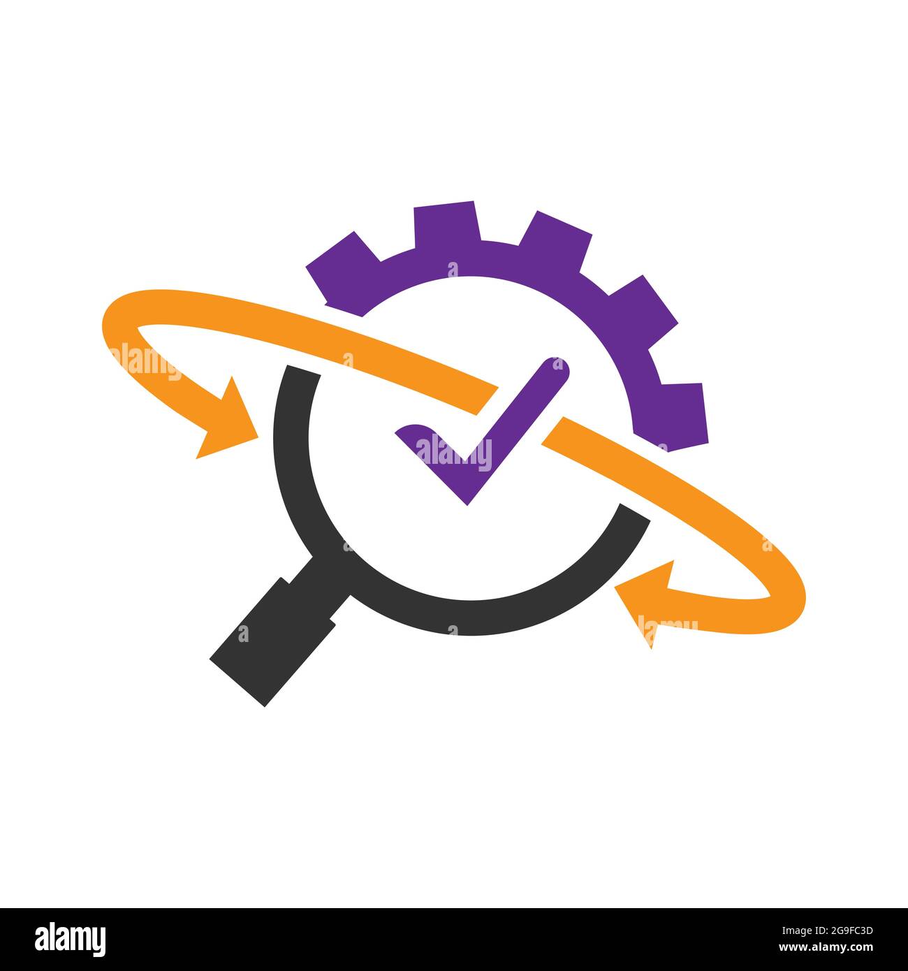 new modern and creative magnifying glass with gear logo vector design ...