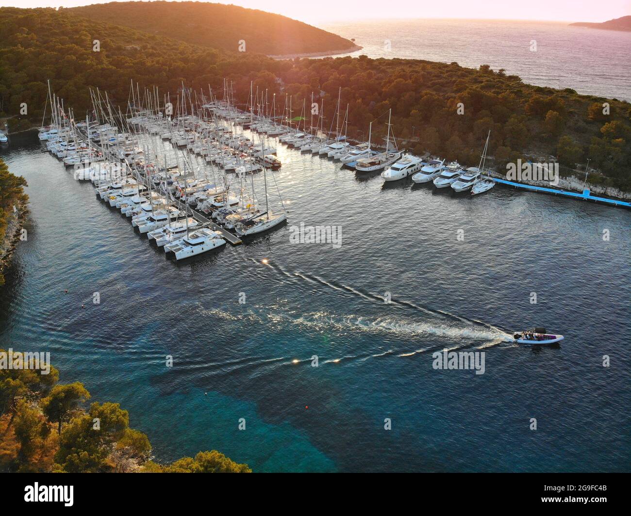 Sailing in Croatia. Sveti Klement (St. Clement) island of Pakleni ...