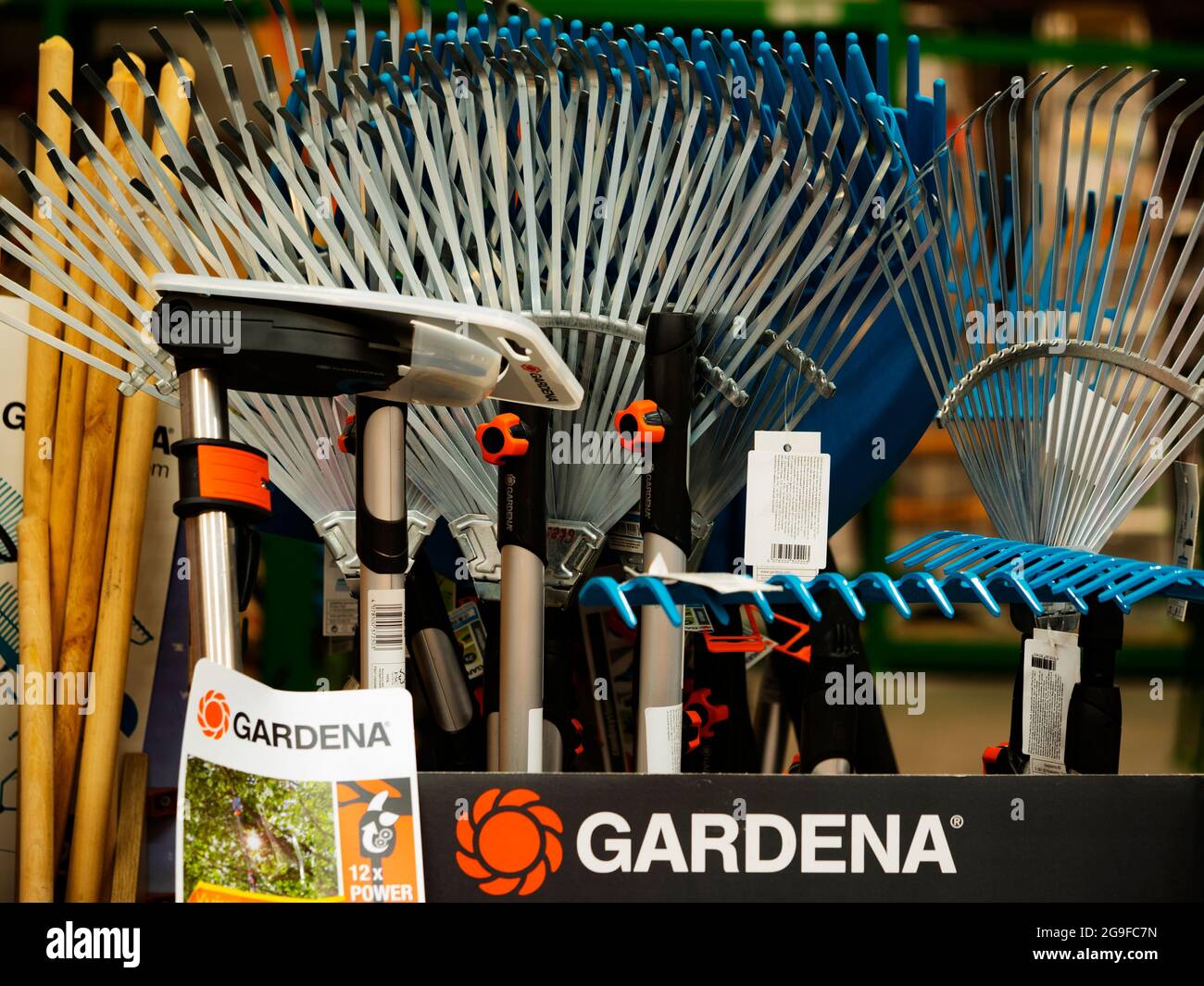 In this photo illustration Garden tools of the Gardena brand for sale ...