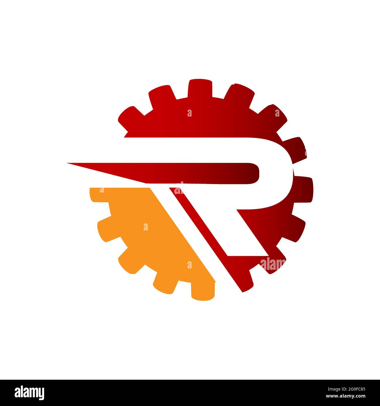 creative simple letter R combining with gear logo design and cogs ...