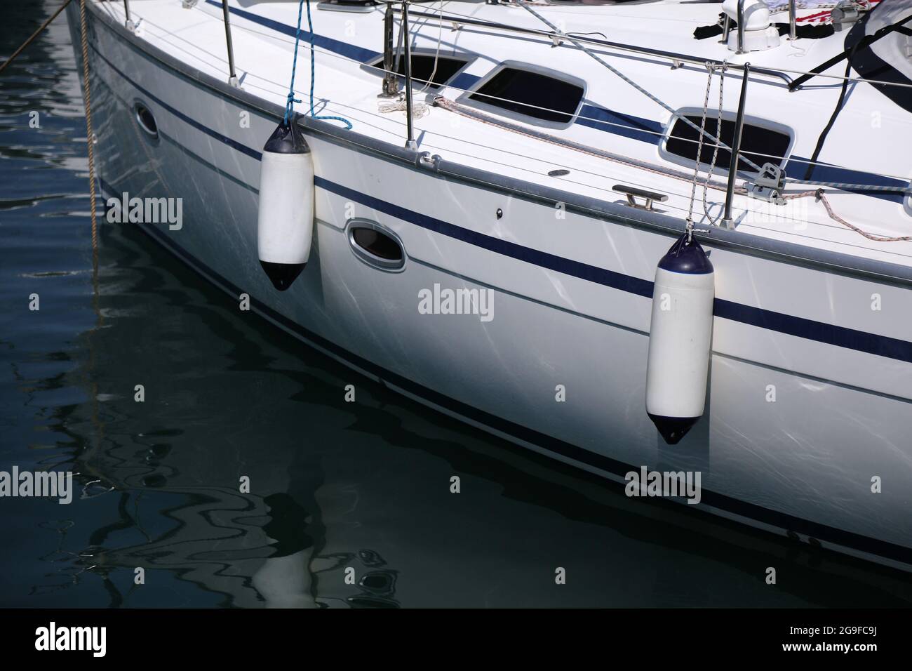Sailing in Dubrovnik, Croatia. Sailing yacht fenders on port side ...