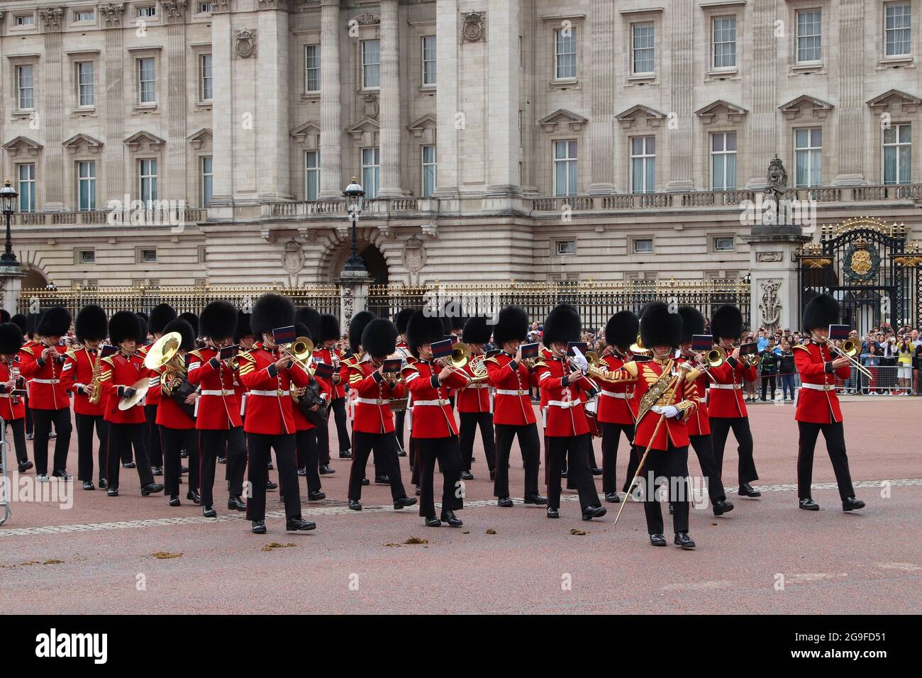 LONDON, UK - JULY 15, 2019: Royal Guards Orchestra during change of ...
