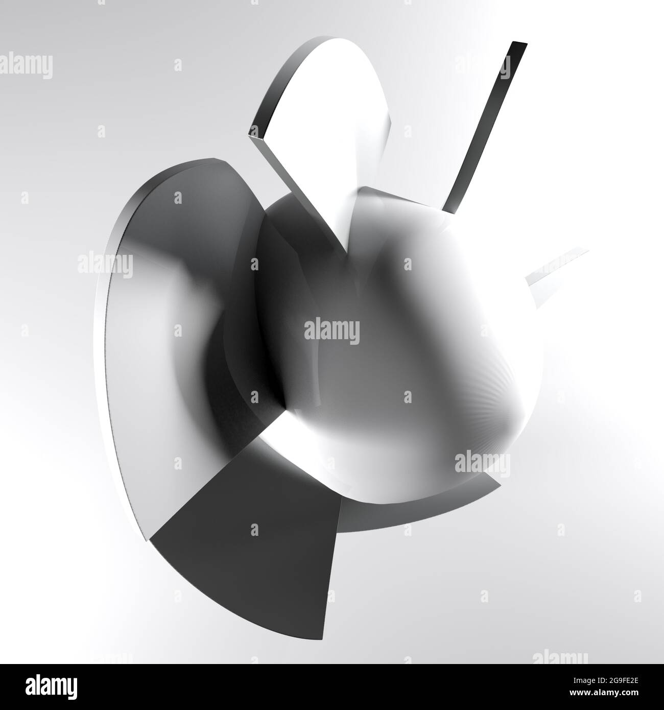 Chromed metallic propeller isolated on white background - 3D rendering ...