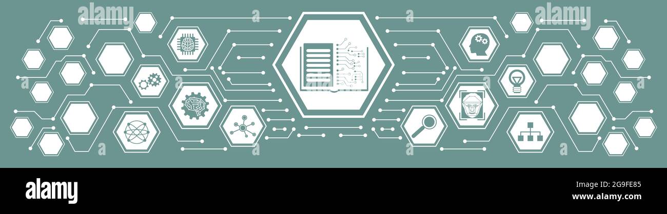 Concept of machine learning with connected icons Stock Photo - Alamy