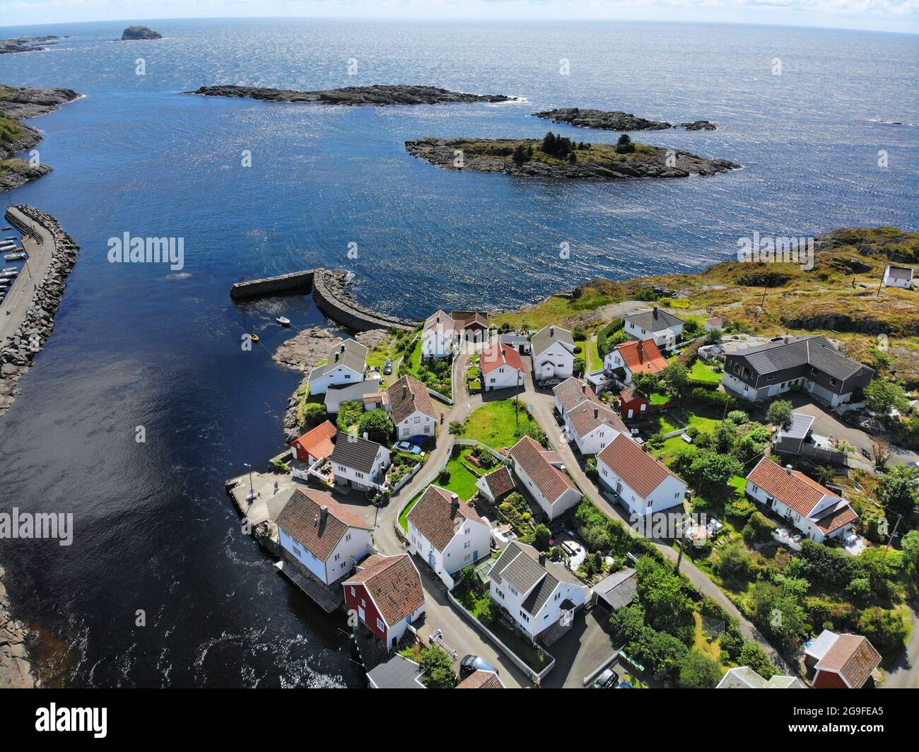 Sogndalstrand Town Drone Aerial View In Southern Norway Town In Sogndalstrand Town Drone Aerial View In Southern Norway Town In