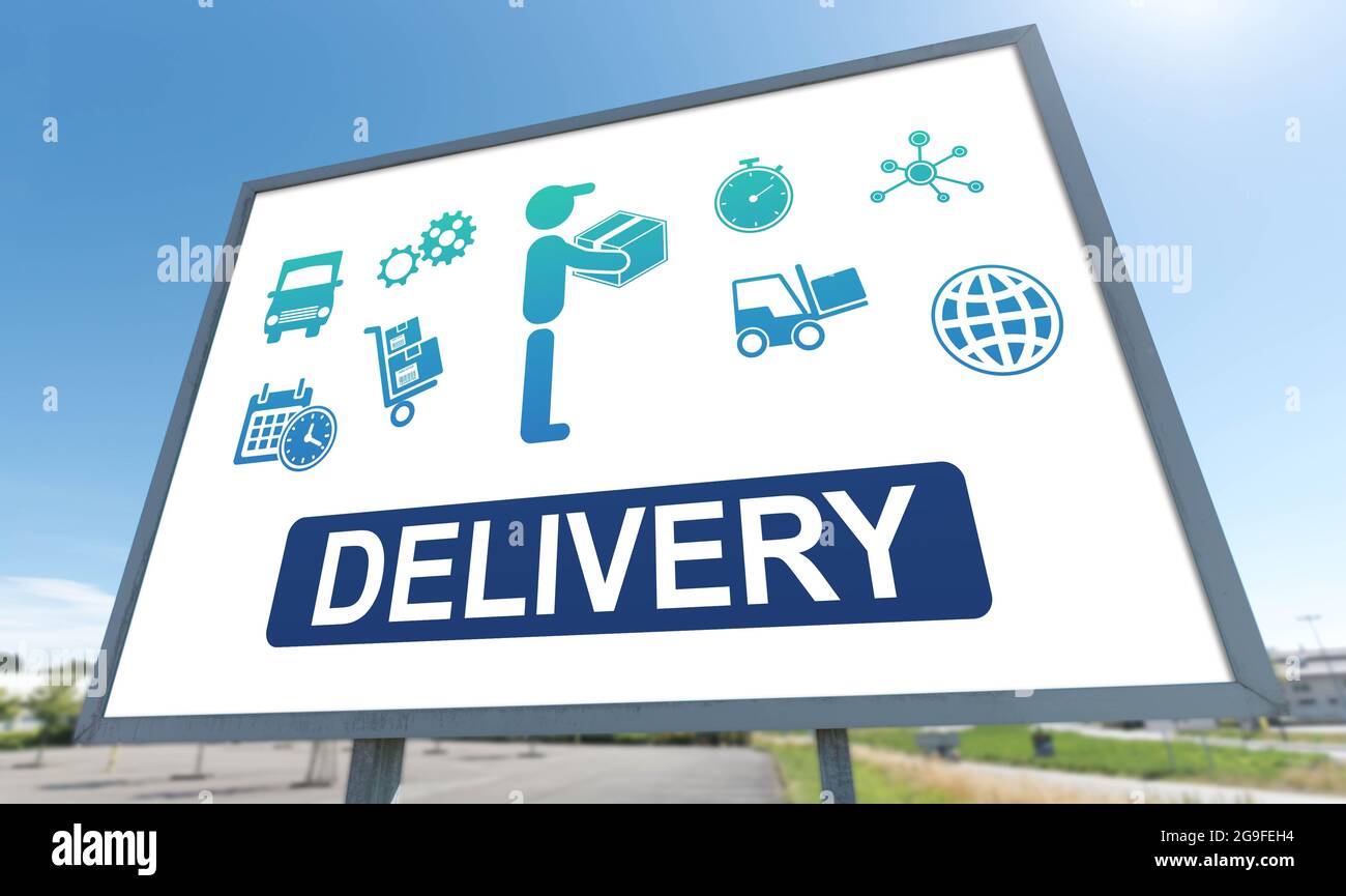 Delivery concept drawn on a billboard Stock Photo - Alamy