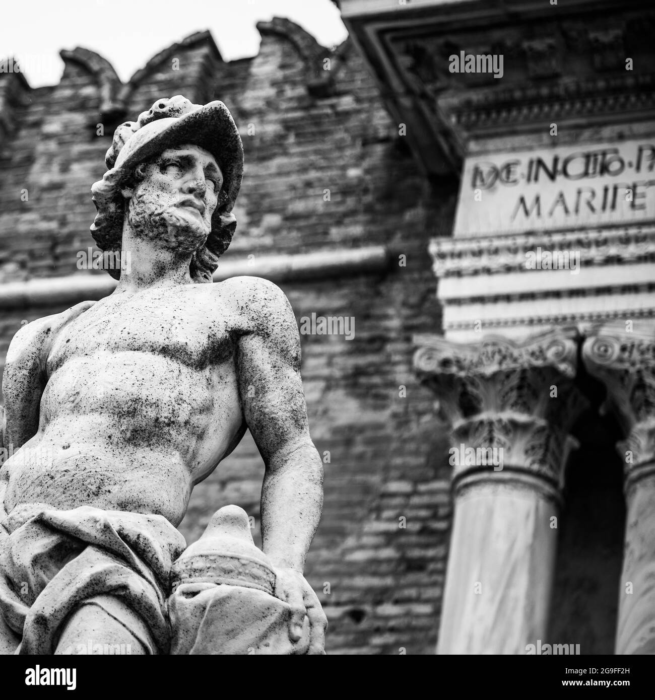 Very old statue in italy Black and White Stock Photos & Images - Alamy