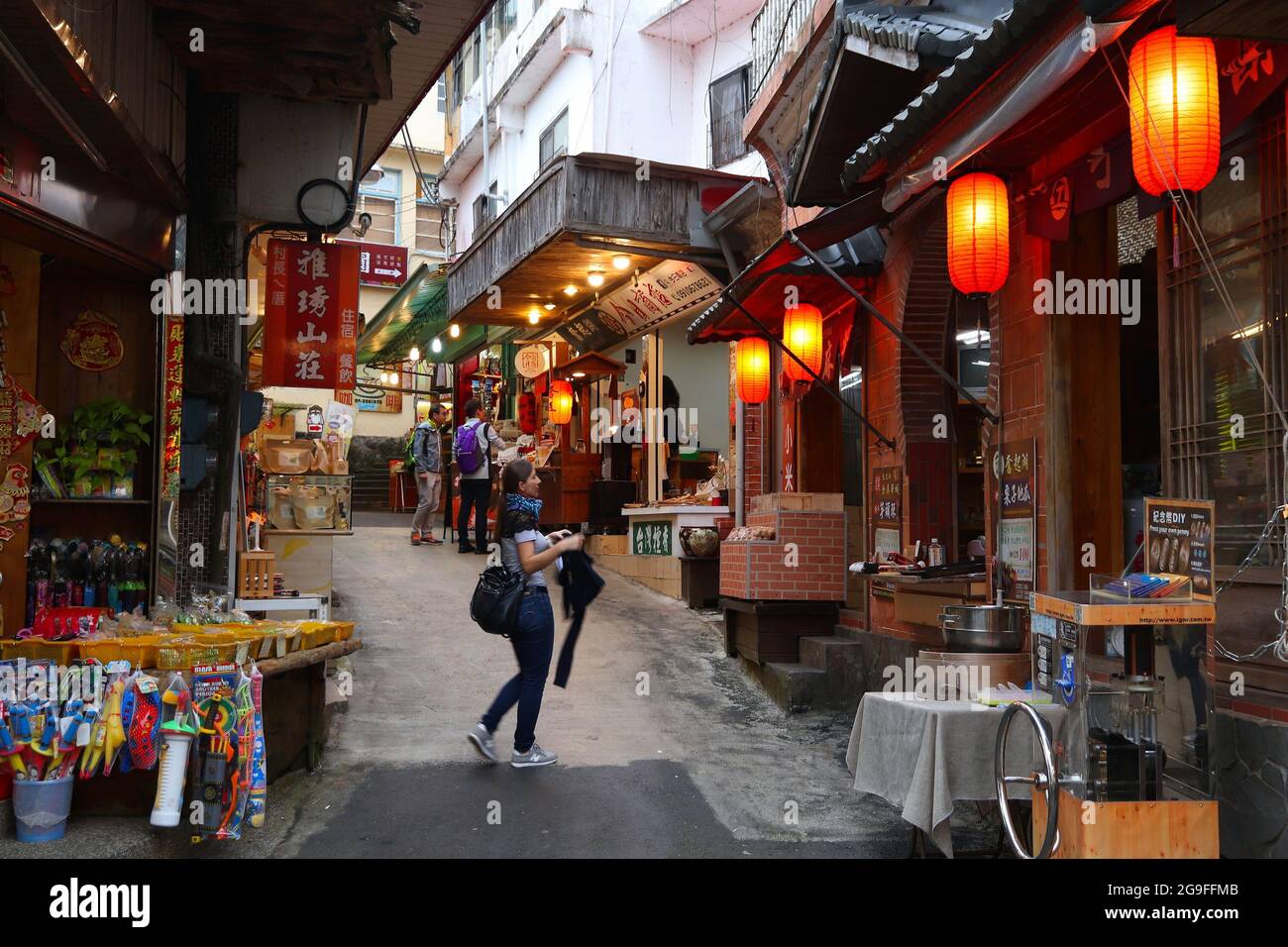 FENQIHU, TAIWAN - NOVEMBER 30, 2018: People visit heritage Old Street ...