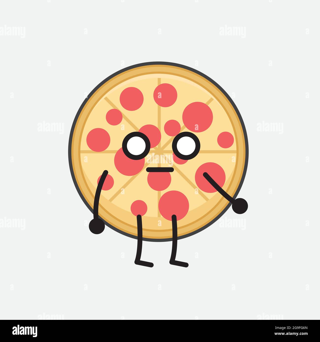 Vector Illustration of Pizza Character with cute face and simple body ...