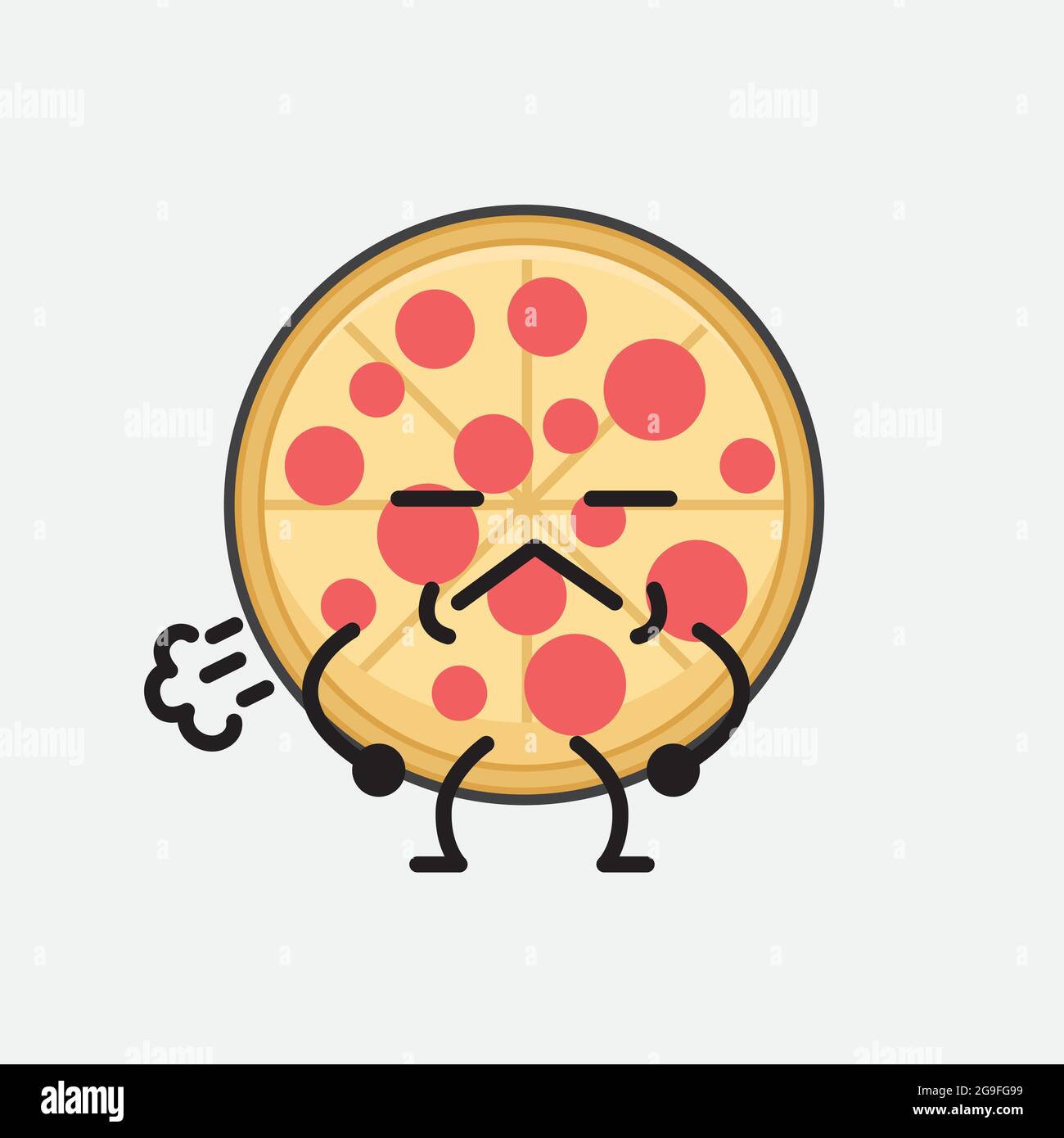 Vector Illustration of Pizza Character with cute face and simple body ...