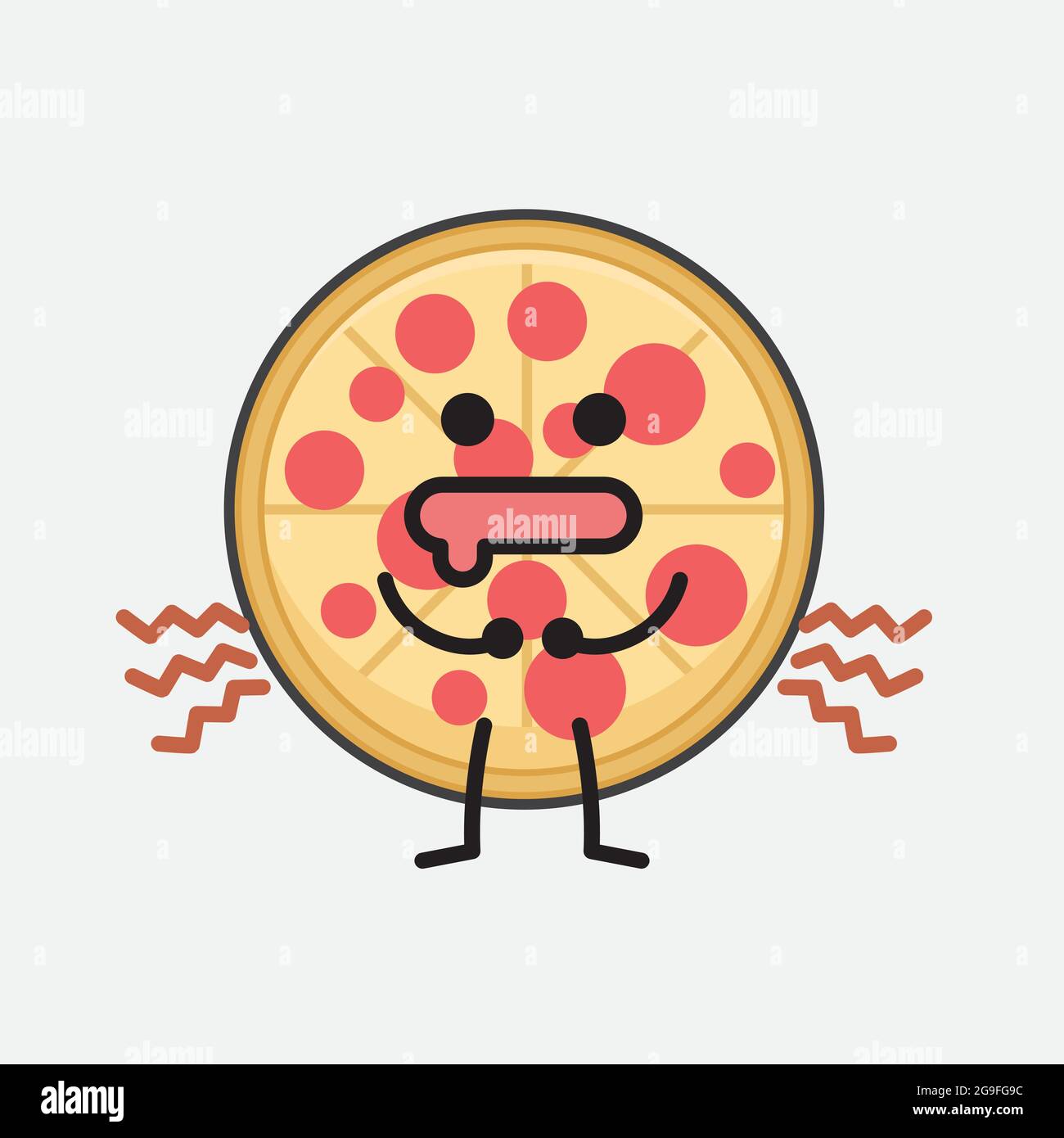 Vector Illustration of Pizza Character with cute face and simple body ...