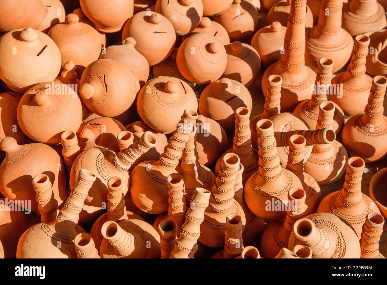 Handmade ceramics collection as background Stock Photo - Alamy