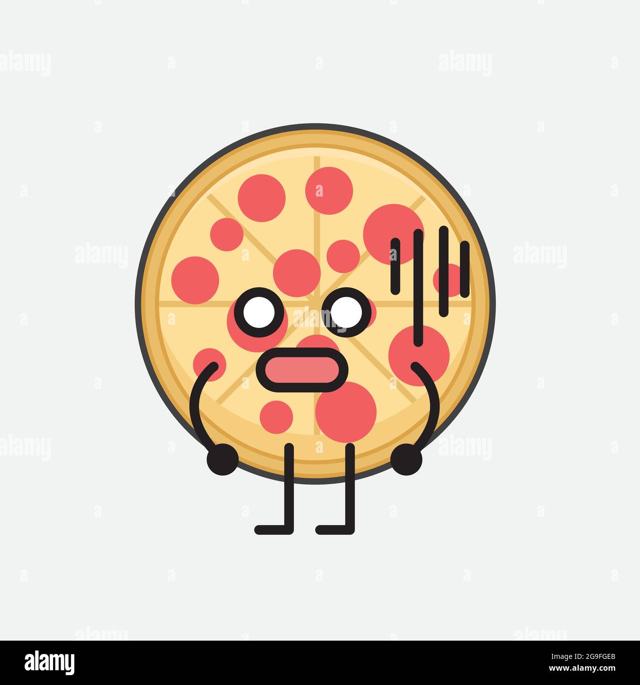Vector Illustration of Pizza Character with cute face and simple body ...