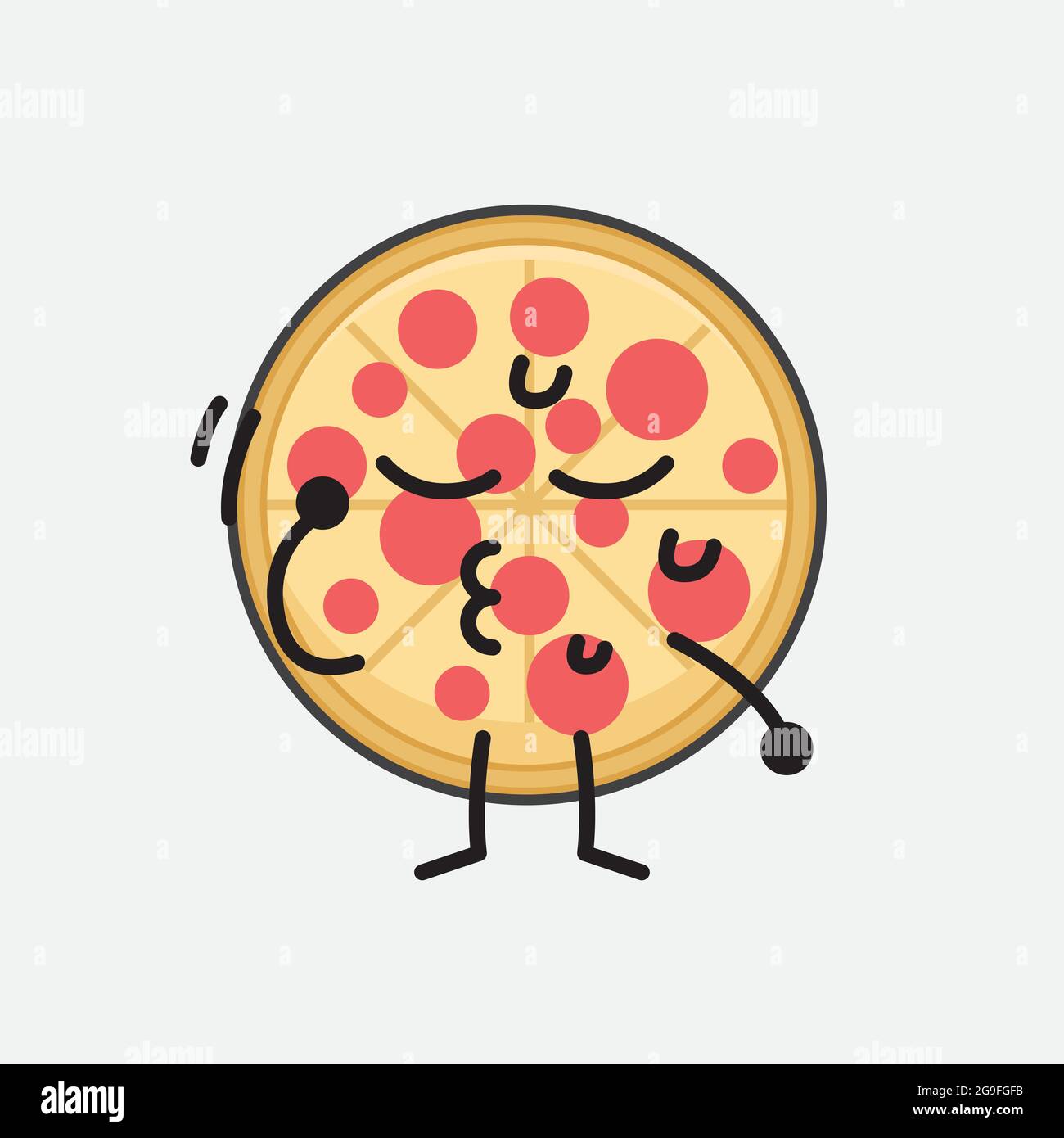 Vector Illustration of Pizza Character with cute face and simple body ...