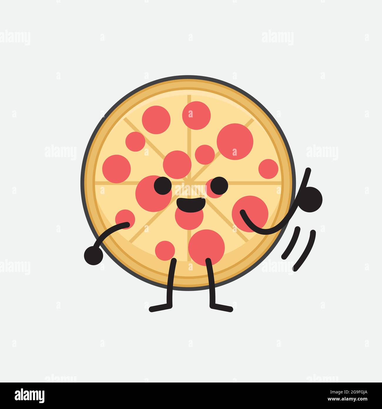Vector Illustration of Pizza Character with cute face and simple body ...