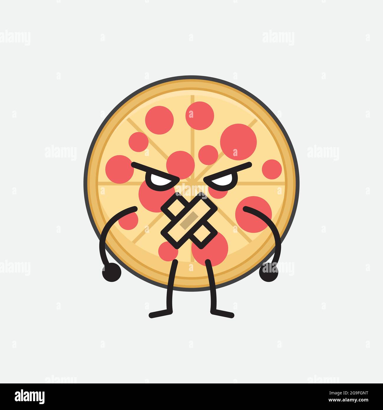 Vector Illustration of Pizza Character with cute face and simple body ...