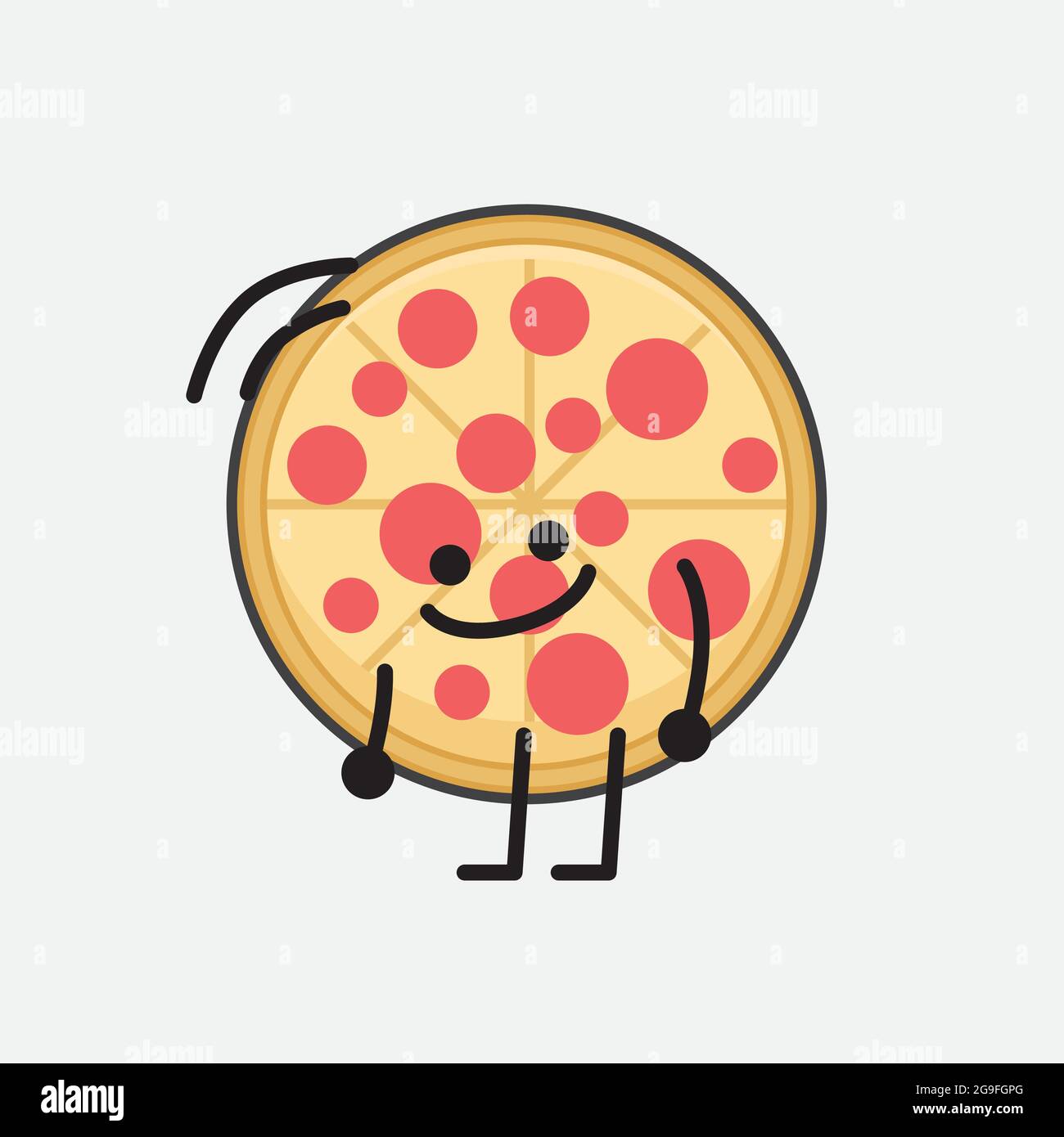 Vector Illustration of Pizza Character with cute face and simple body ...