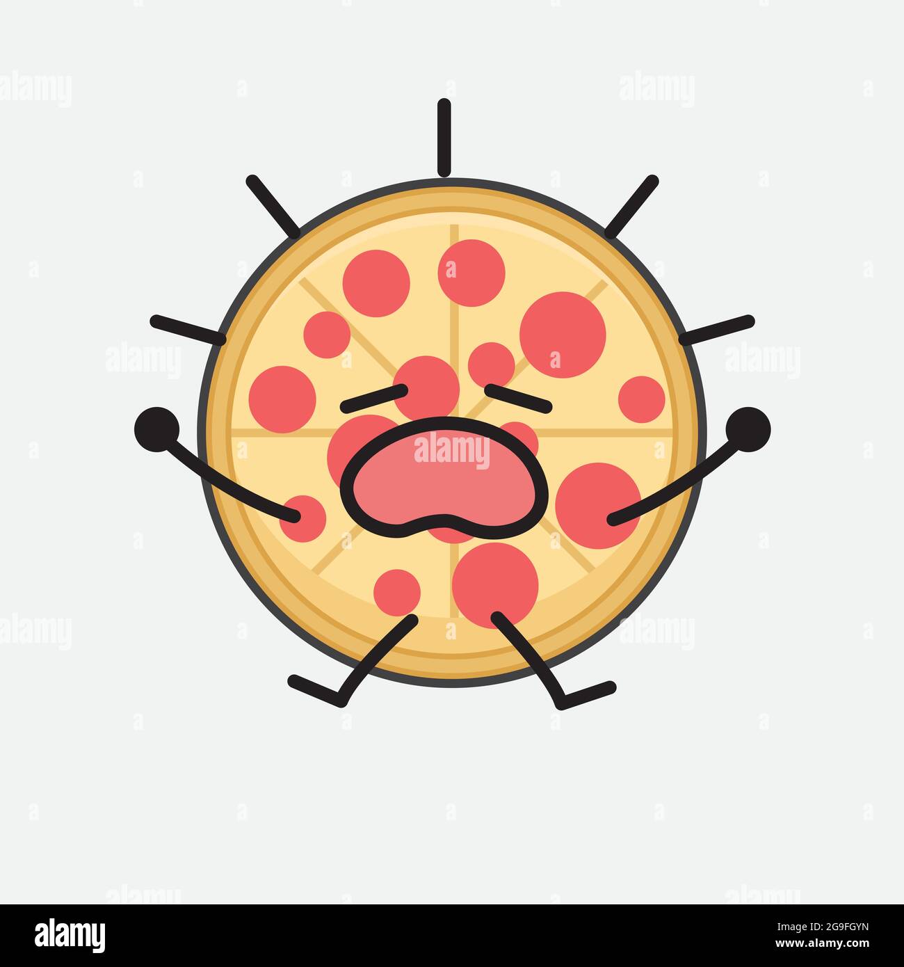 Vector Illustration of Pizza Character with cute face and simple body ...