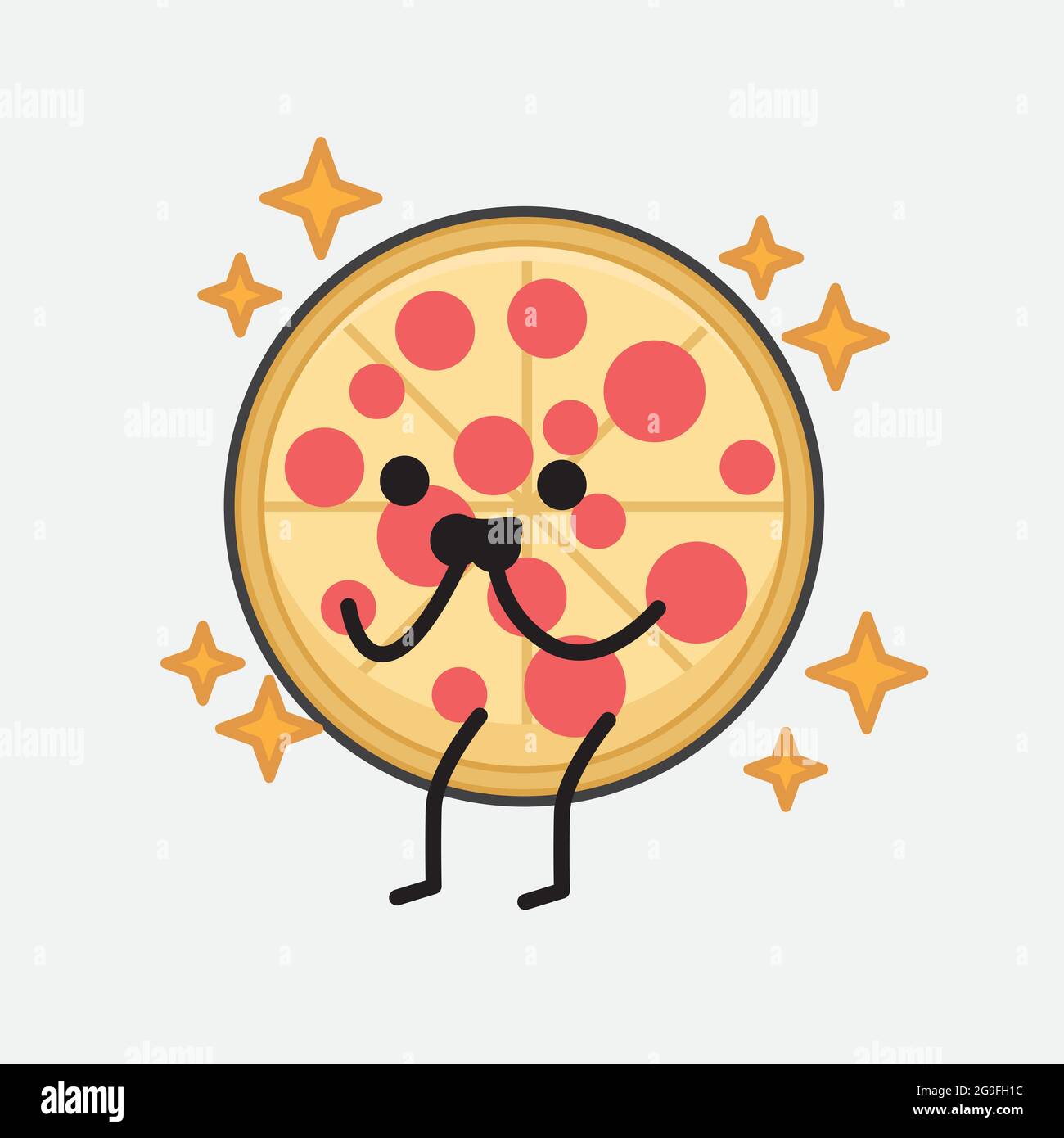 Vector Illustration of Pizza Character with cute face and simple body ...
