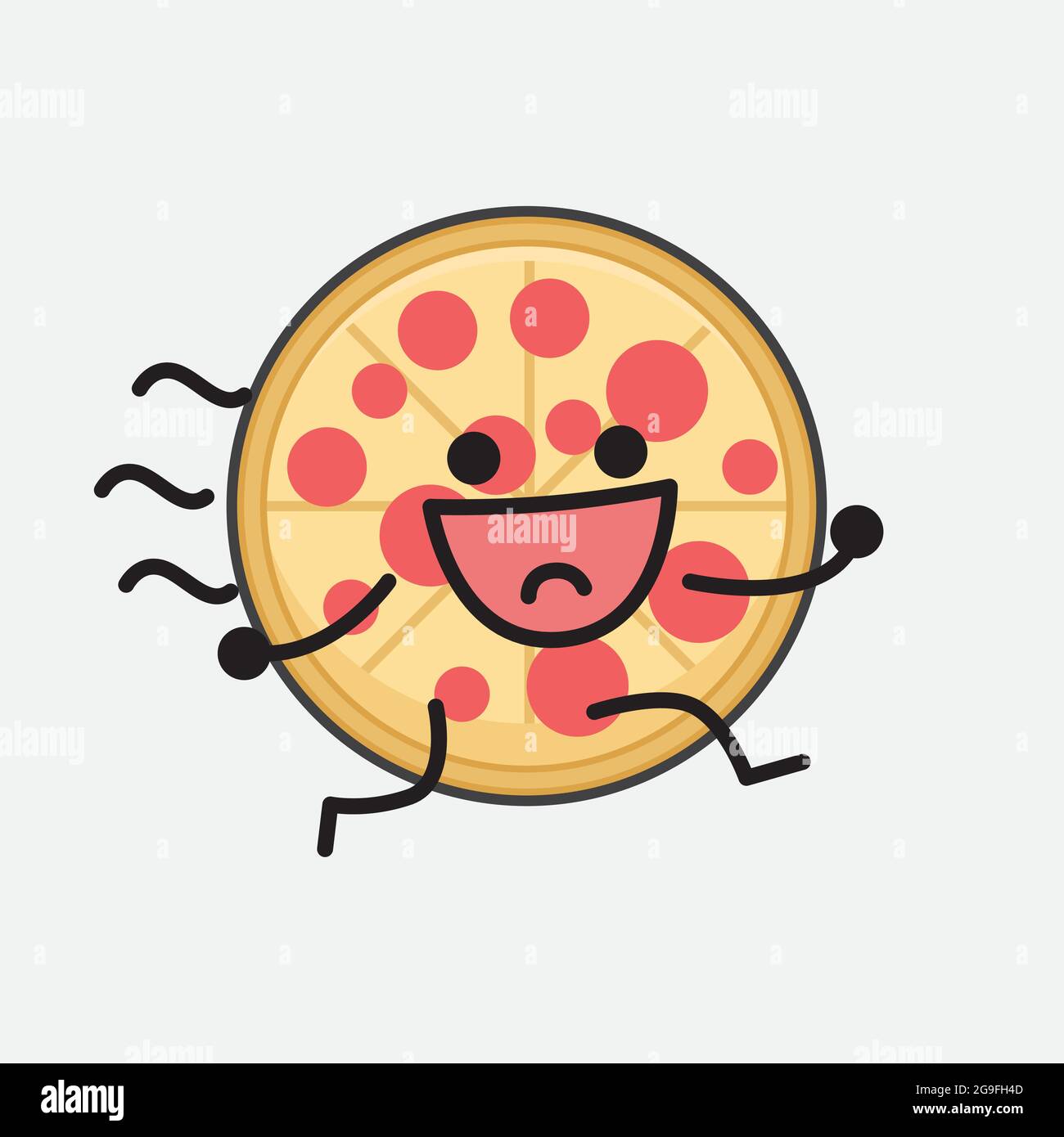 Vector Illustration of Pizza Character with cute face and simple body ...