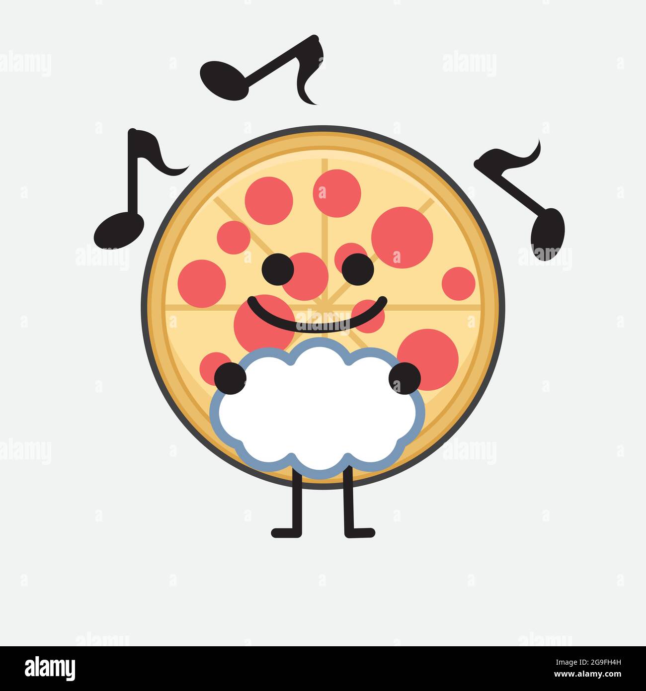 Vector Illustration of Pizza Character with cute face and simple body ...