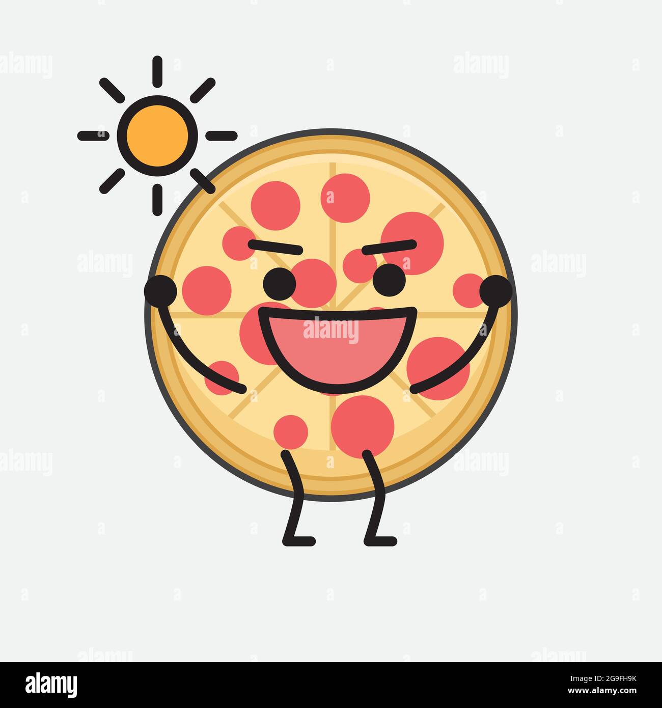 Vector Illustration of Pizza Character with cute face and simple body ...