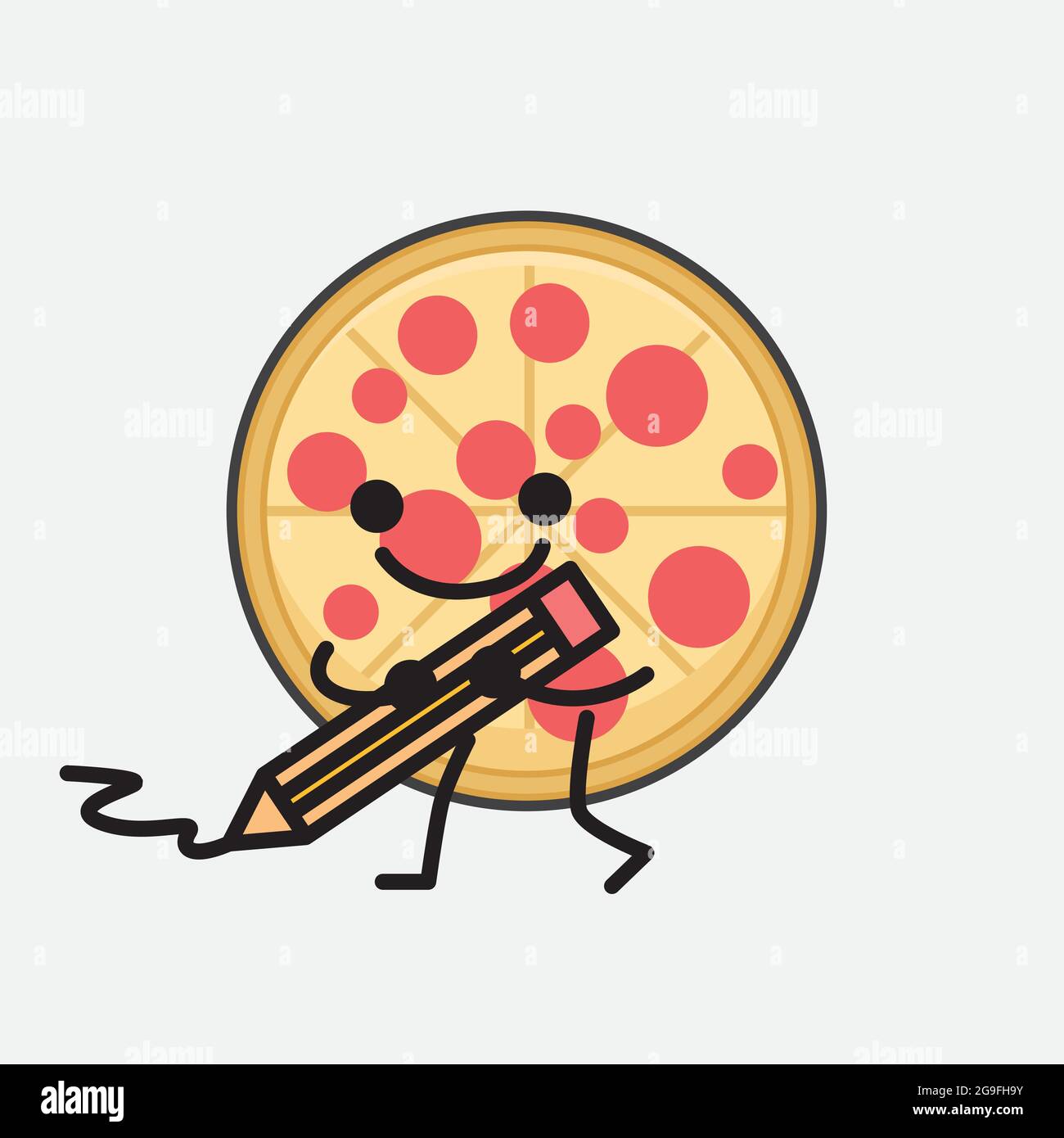 Vector Illustration of Pizza Character with cute face and simple body ...