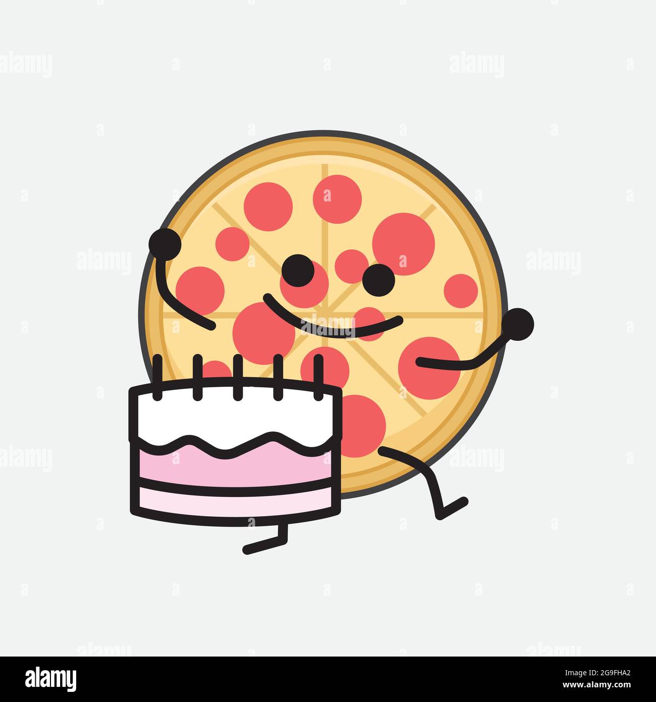Vector Illustration of Pizza Character with cute face and simple body ...