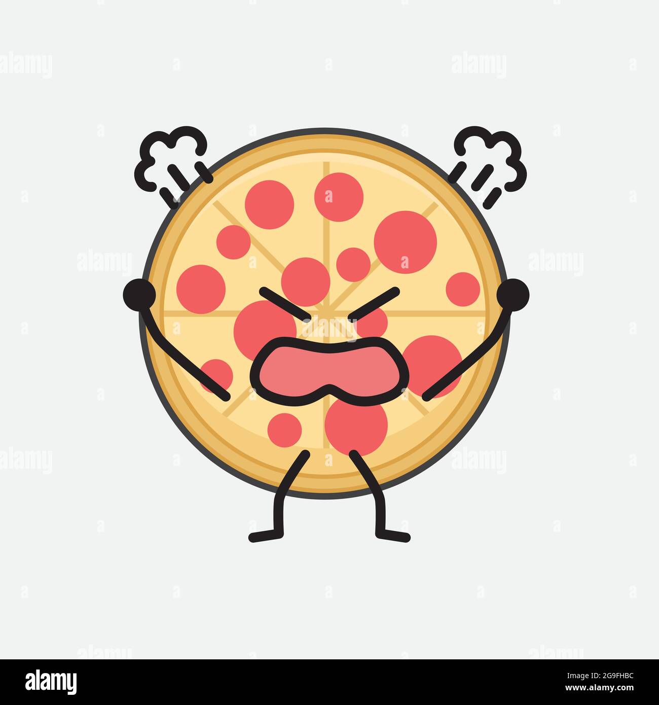 Vector Illustration of Pizza Character with cute face and simple body ...