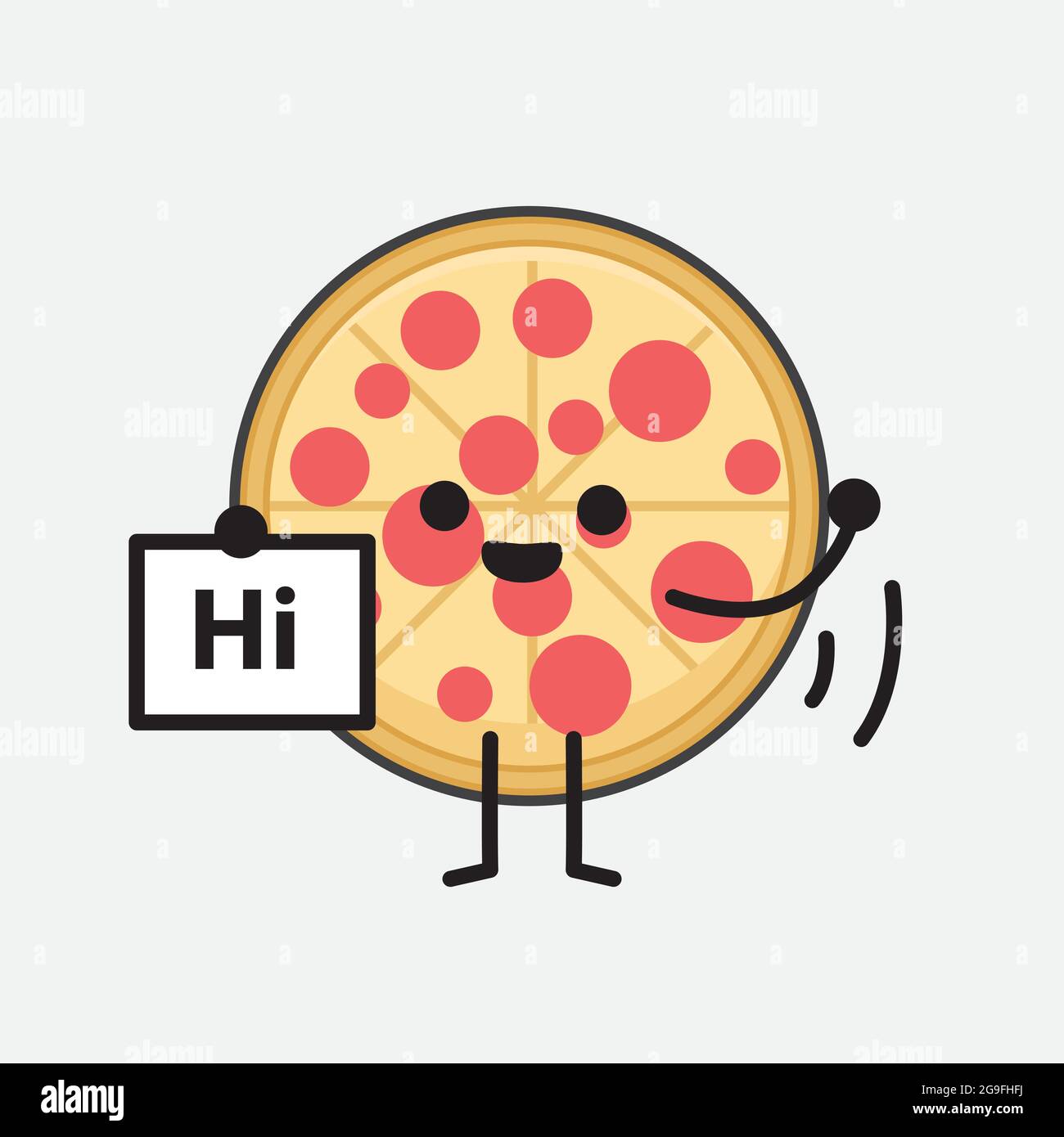 Vector Illustration of Pizza Character with cute face and simple body ...