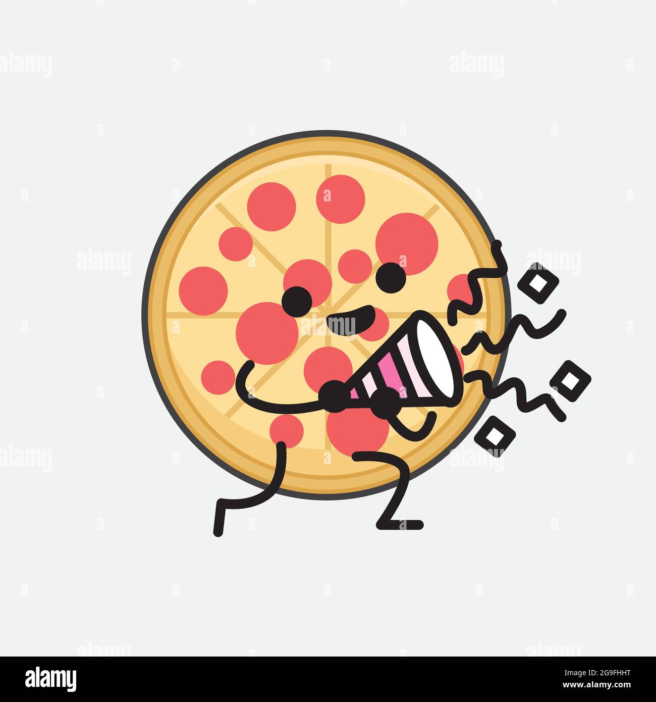 Vector Illustration of Pizza Character with cute face and simple body ...