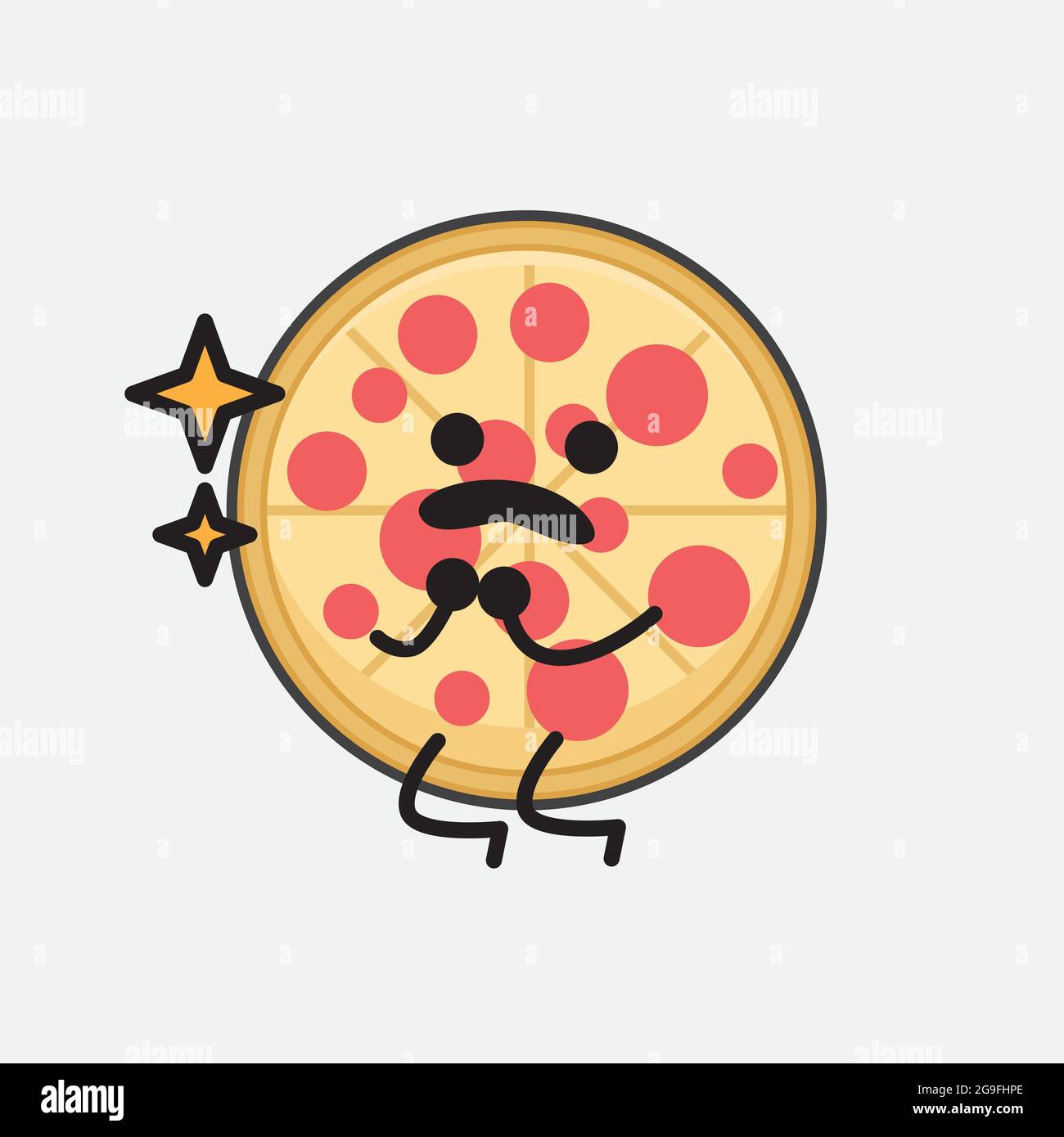 Vector Illustration of Pizza Character with cute face and simple body ...