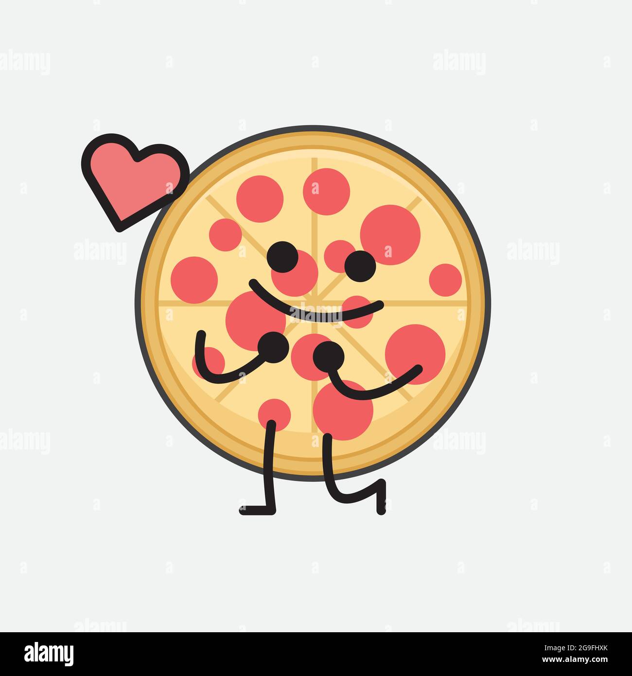 Vector Illustration of Pizza Character with cute face and simple body ...