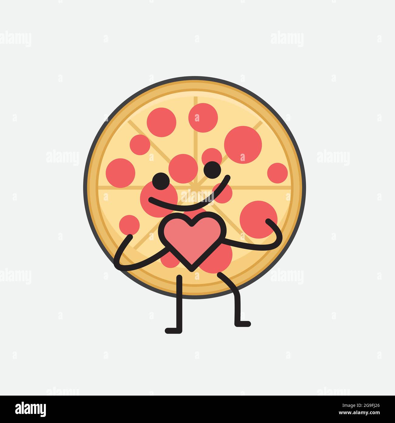 Vector Illustration of Pizza Character with cute face and simple body ...