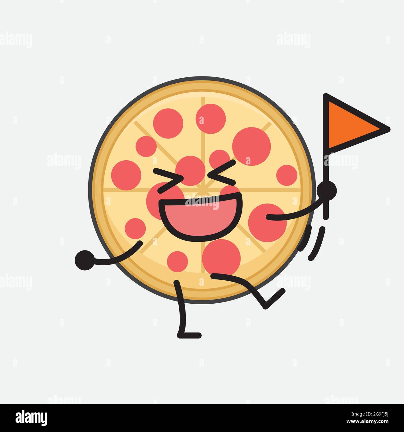Vector Illustration of Pizza Character with cute face and simple body ...