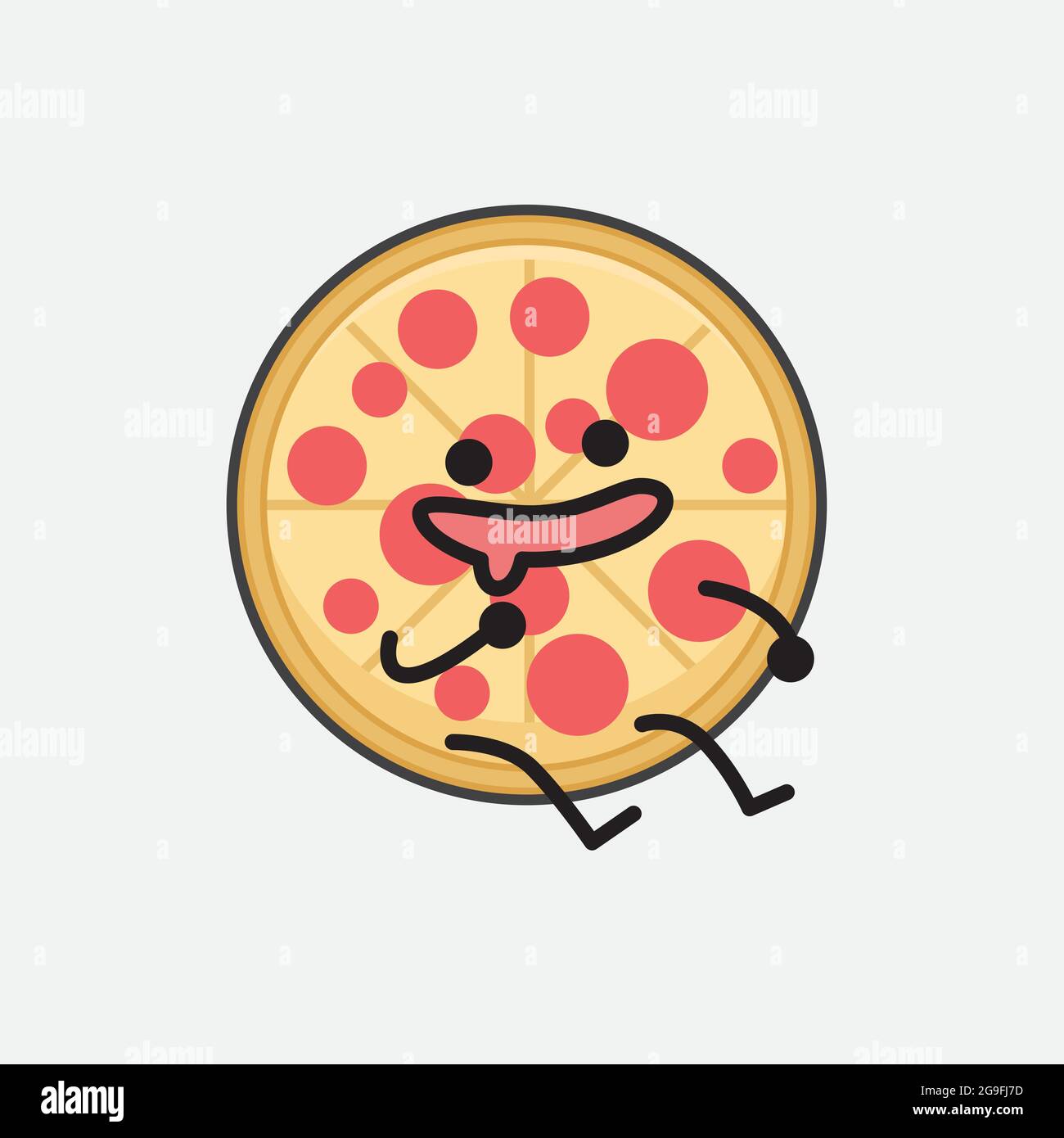 Vector Illustration of Pizza Character with cute face and simple body ...