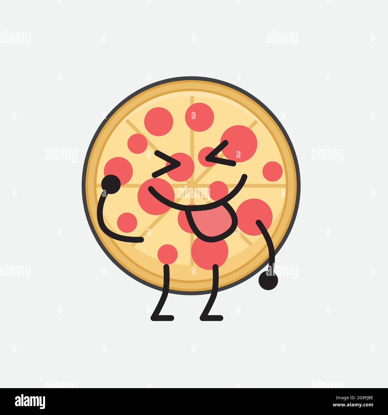 Vector Illustration of Pizza Character with cute face and simple body ...
