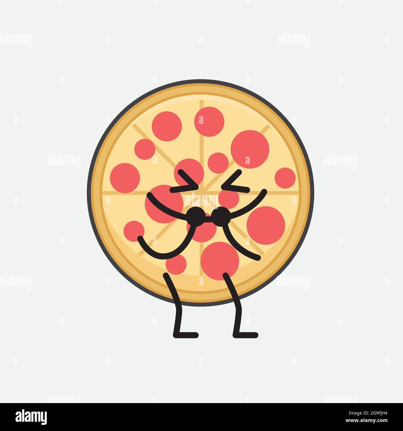 Vector Illustration of Pizza Character with cute face and simple body ...
